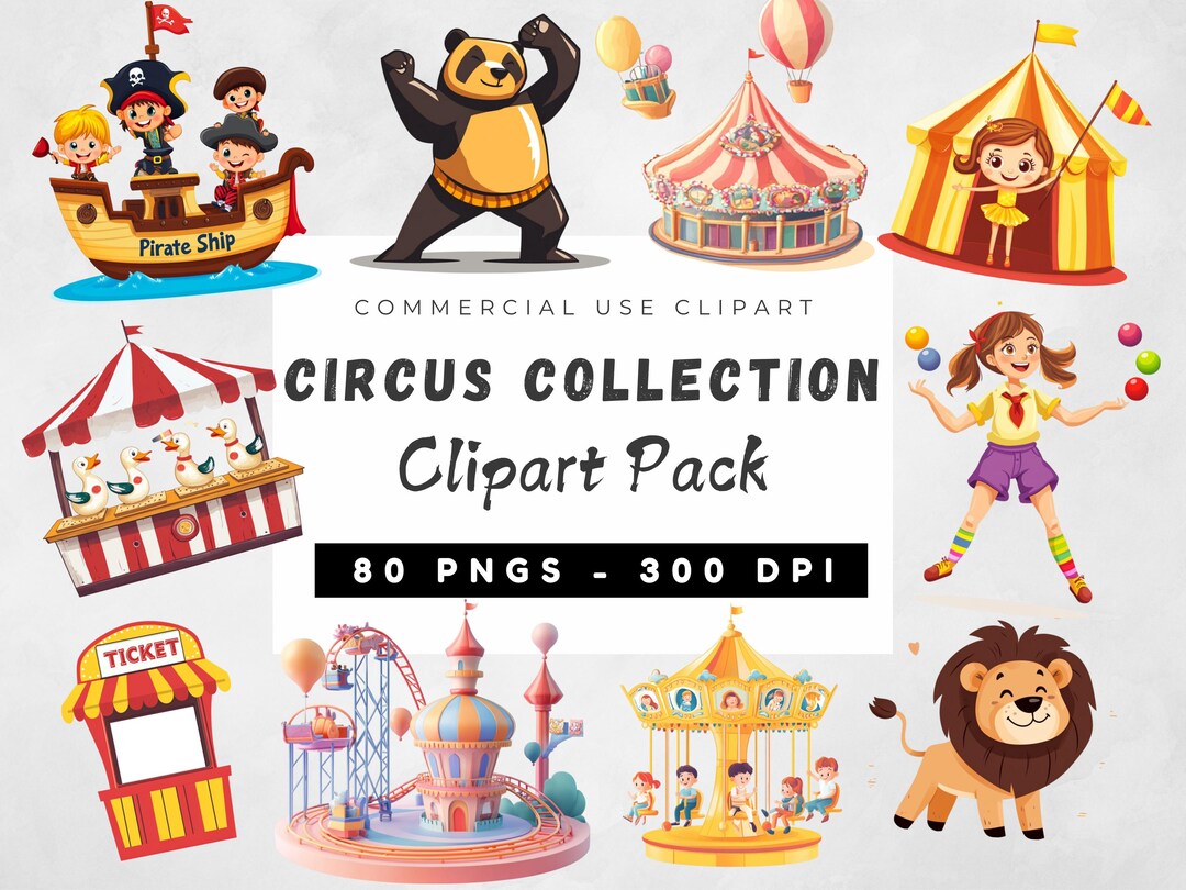 Circus Clipart Bundle, Circus PNG, Circus Animals Clipart, Circus Tent ...