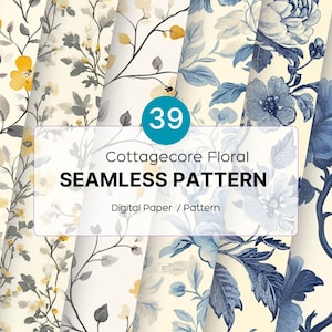 Cottagecore Floral Seamless Pattern, Boho Spring Summer Flowers ...