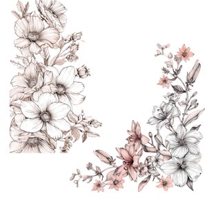 Flower Corner Clipart Bundle, Wedding Flowers Clipart, Floral Border ...