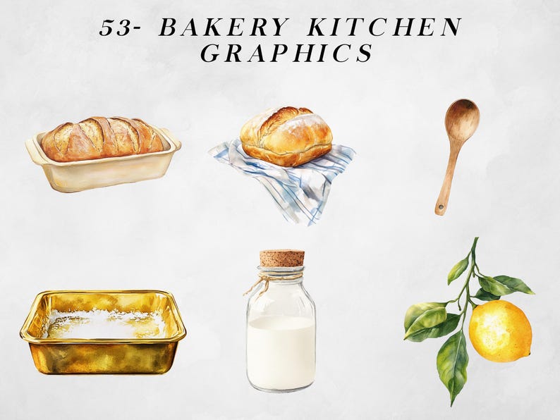Watercolor Baking Clipart Bundle, Baking Graphics Illustration, Cupcake ...