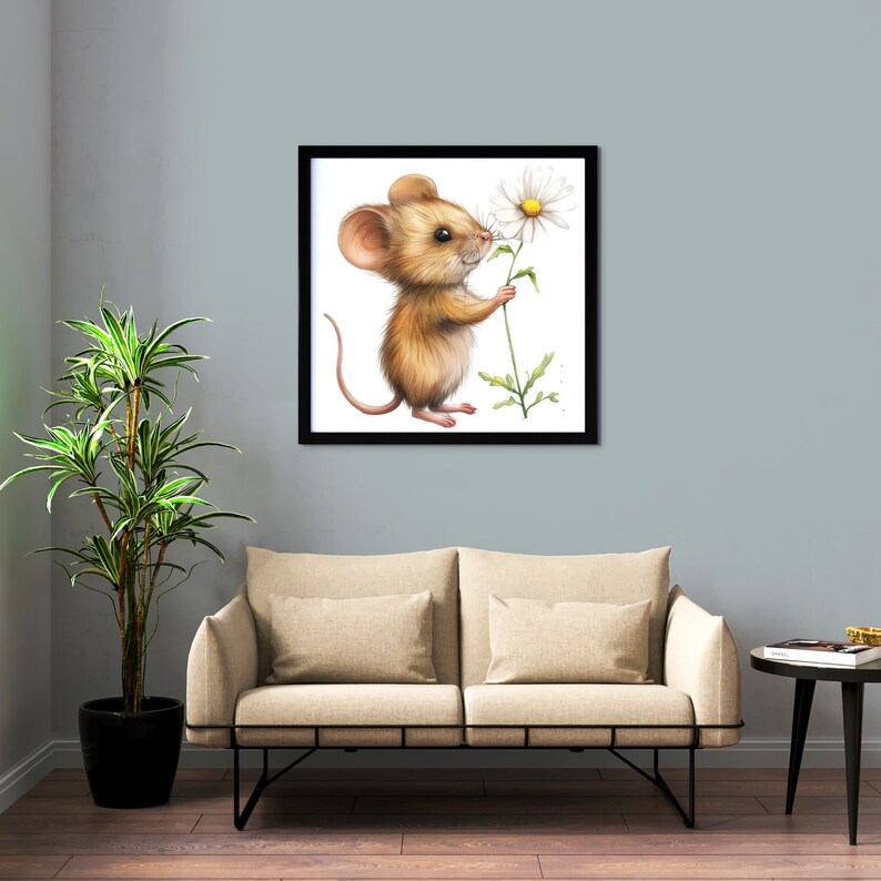 Mouse and Flower Clipart, High Quality JPG - 300 DPI, Mouse With Daisy ...