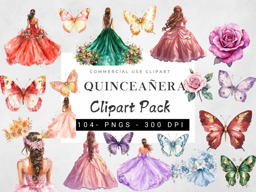QUINCEANERA FLOWERS & Butterfly Clip Art, Quinceaneras Princesse ...