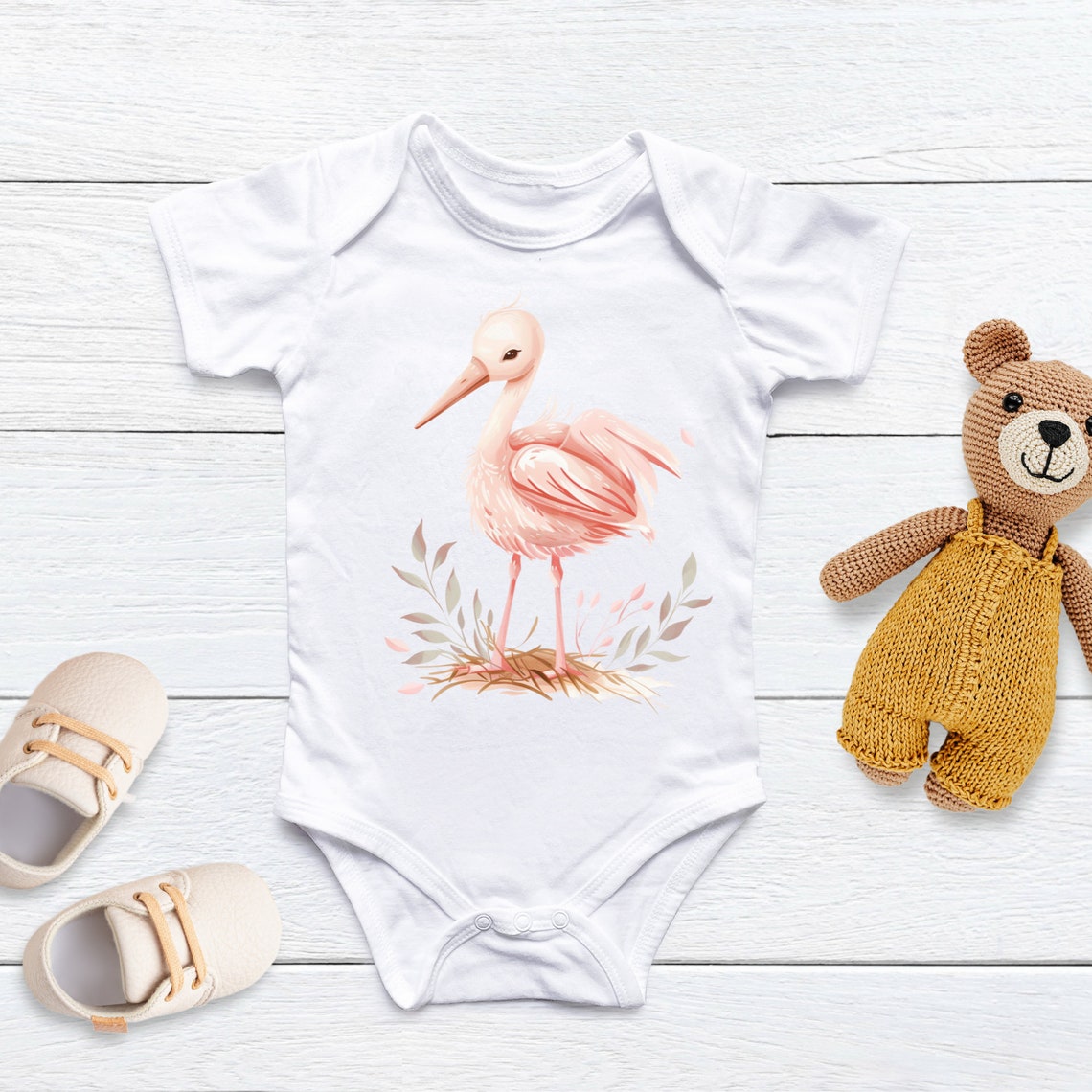 Pastel Pink Stork Clipart Bundle, 20 Transparent PNG Images, Adorable ...