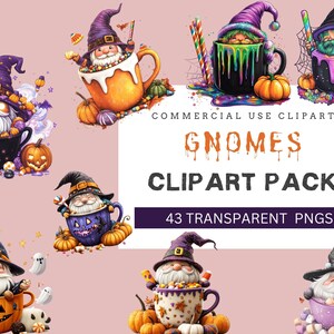 Halloween Cocoa Gnomes Clipart, Halloween Gnome Bundle, Cocoa Gnome ...
