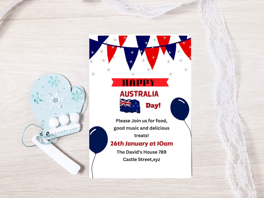 Editable Australia Day Invitation Template, Printable Australia Day ...