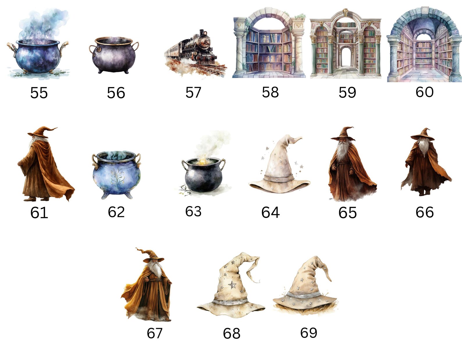 Wizards School Watercolor Clipart Bundle, Magic School Clipart, Witch ...