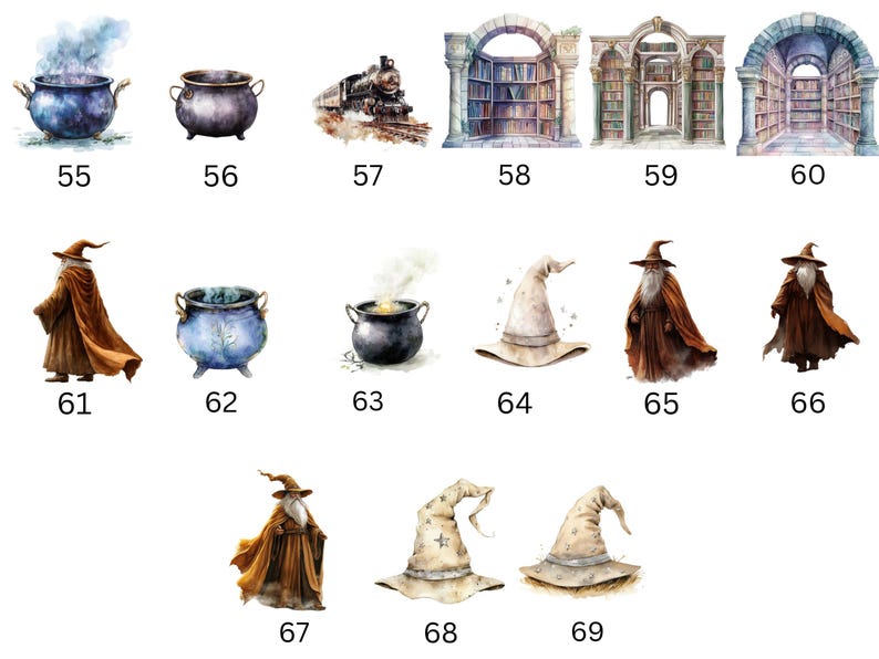 Wizards School Watercolor Clipart Bundle, Magic School Clipart, Witch ...