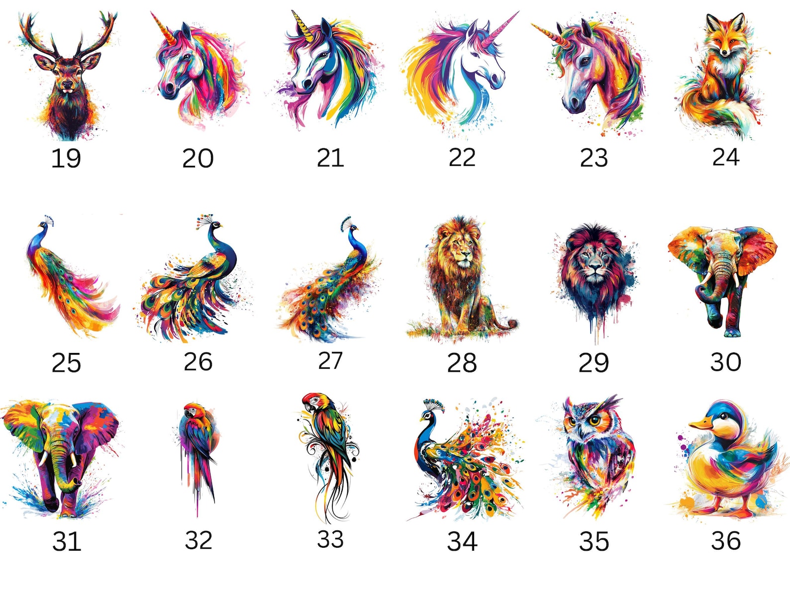 Watercolor Rainbow Animals Clipart, Colorful Animals Png, Rainbow ...