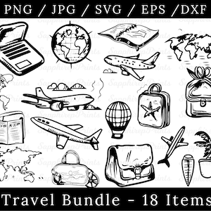 Travel Svg Bundle, Travel Clipart, Airplane Svg, Adventure Svg ...