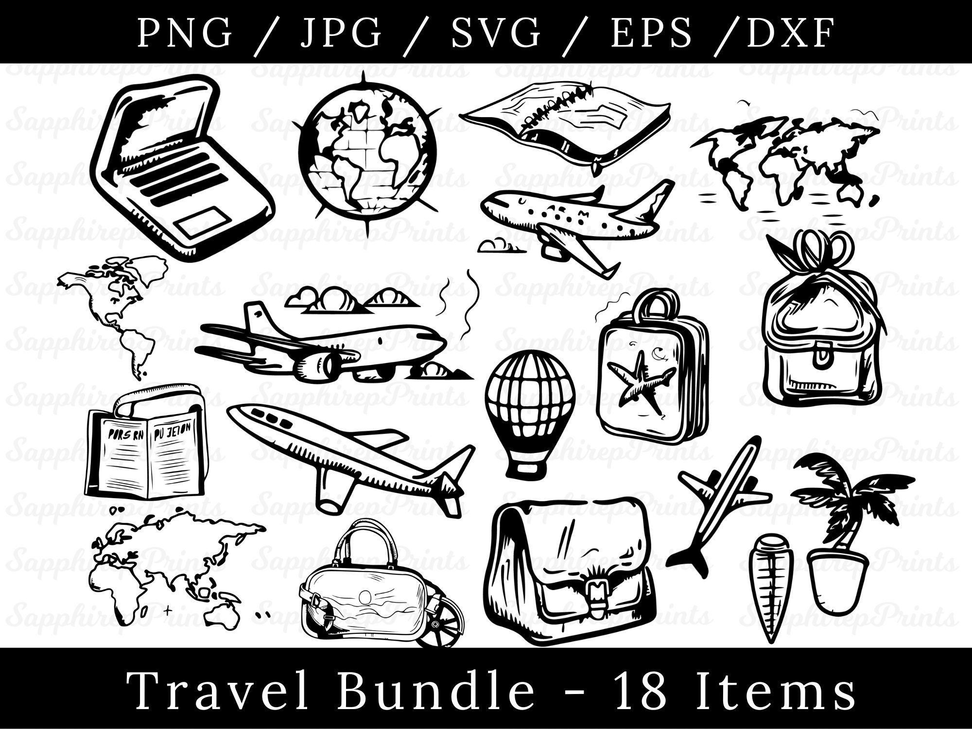 Travel Svg Bundle, Travel Clipart, Airplane Svg, Adventure Svg ...