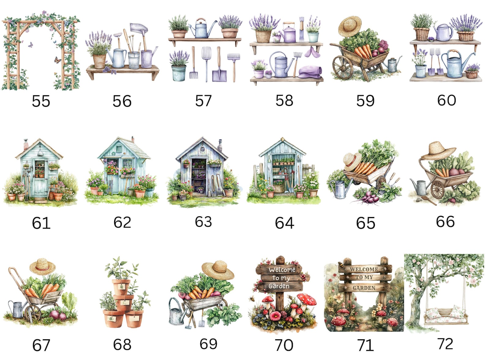 Gardening Clipart Bundle, Home Garden Png, Vintage Garden Tools ...