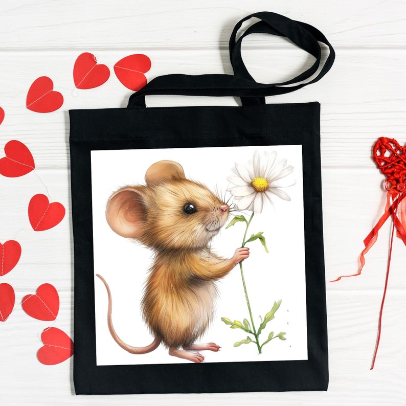 Mouse and Flower Clipart, High Quality JPG - 300 DPI, Mouse With Daisy ...