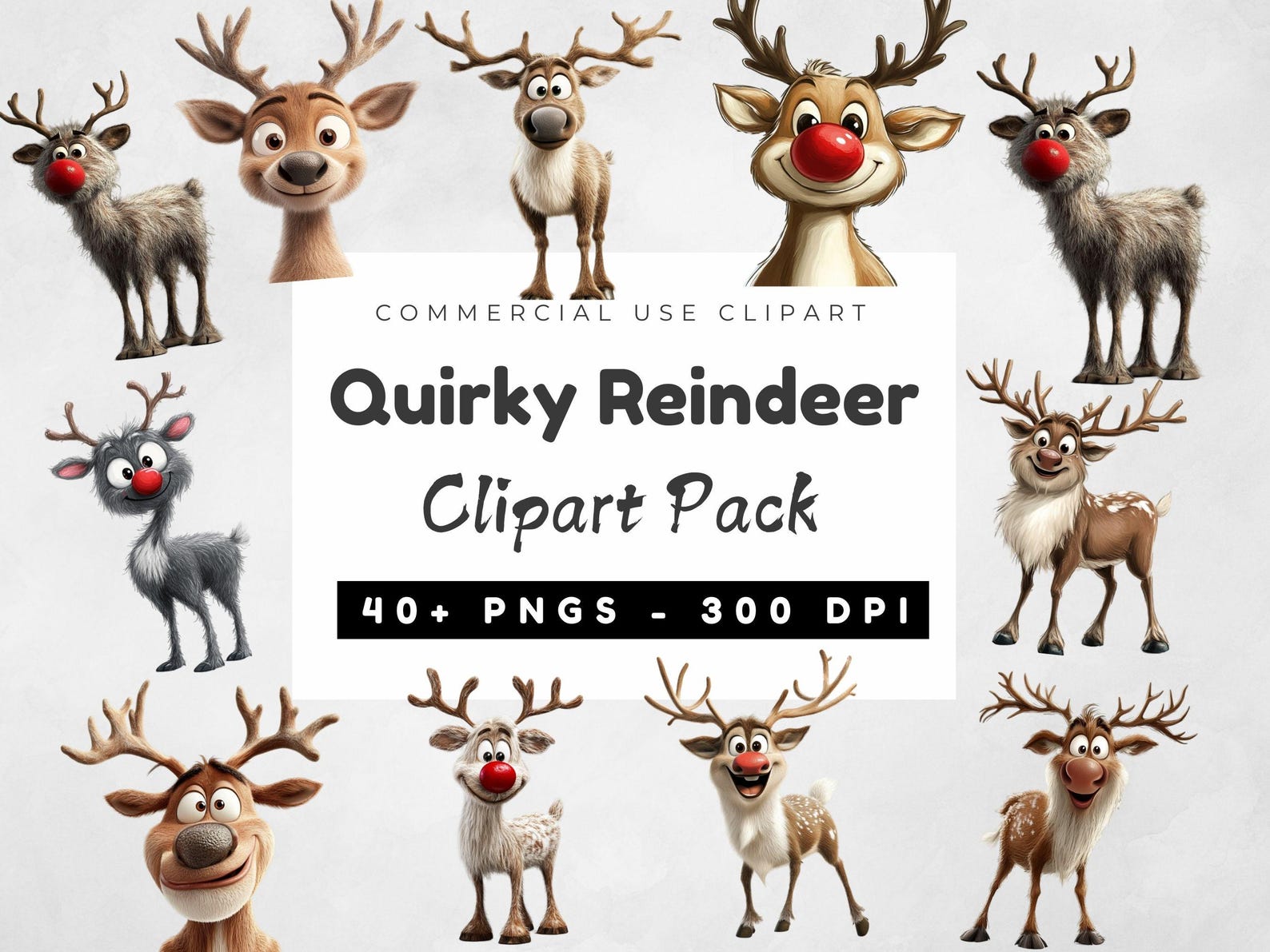 Reindeer Png Clipart, Quirky Clipart, Christmas Deer Png, Funny ...