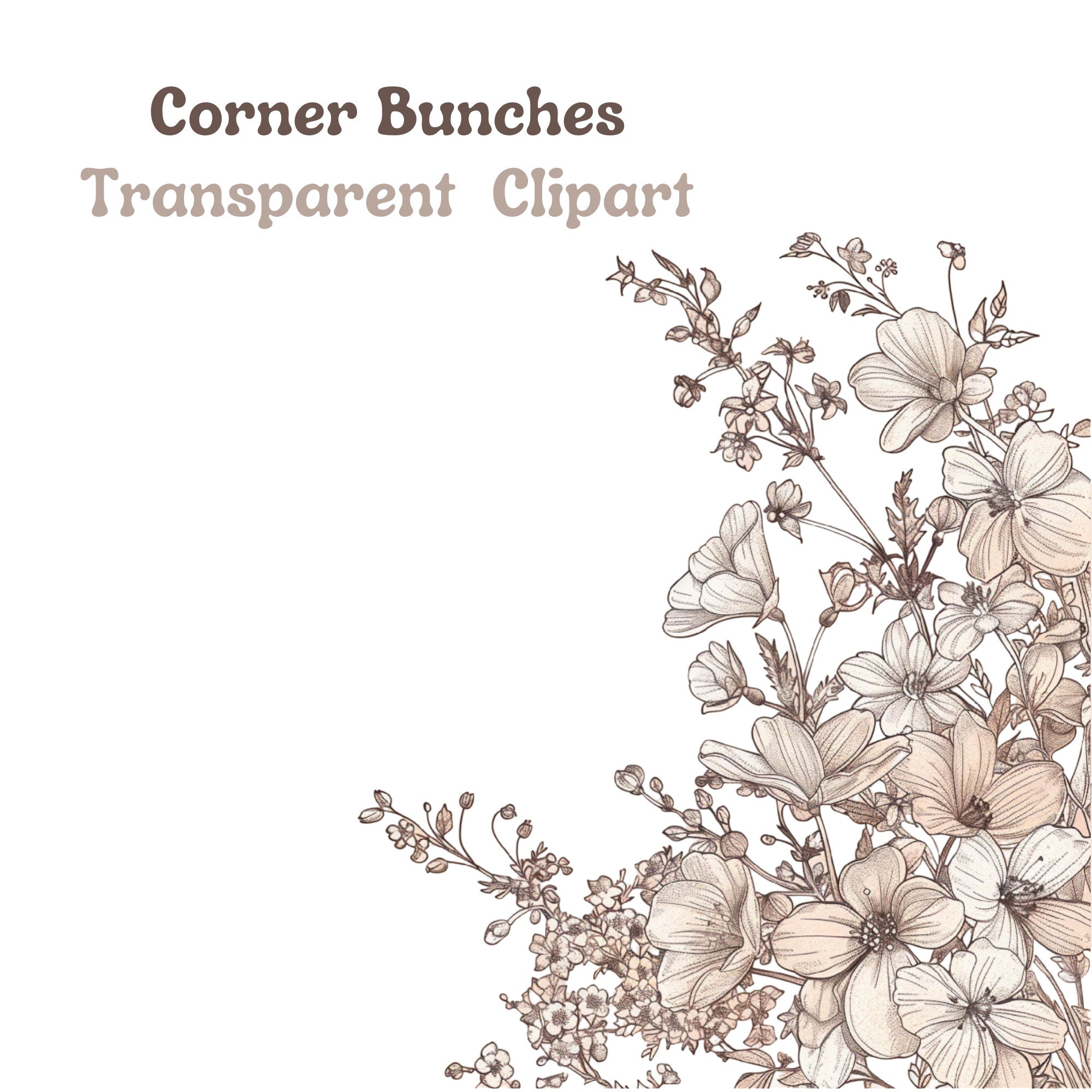 Flower Corner Clipart Bundle, Wedding Flowers Clipart, Floral Border ...