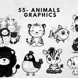 Baby Animal Clipart, Doodle Animal Clipart, Cute Woodland Animals PNG ...