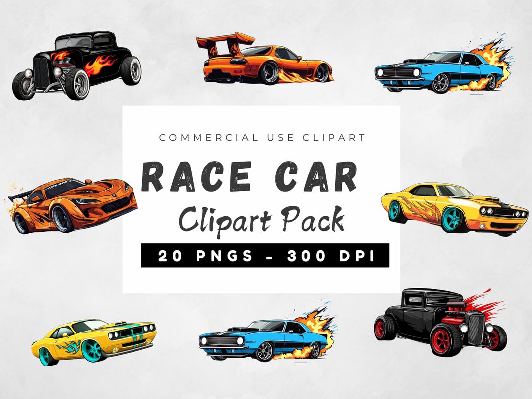 Hot Cars PNG Bundle | Cartoon Racing Car Clipart, Toy Vehicles, Flame ...