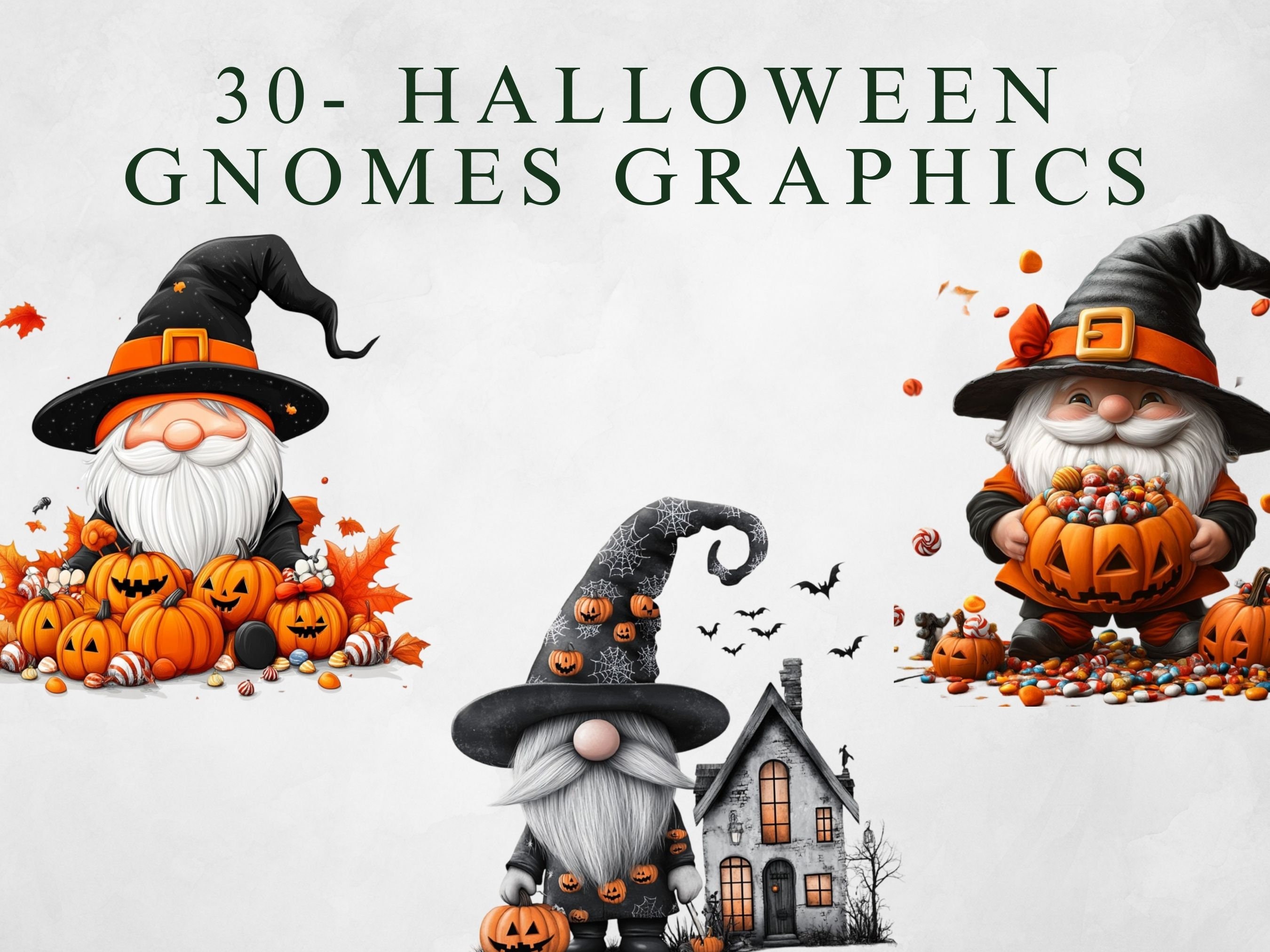 Watercolor Halloween Cute Gnomes PNG, Halloween Gnome Bundle, Gnomes ...