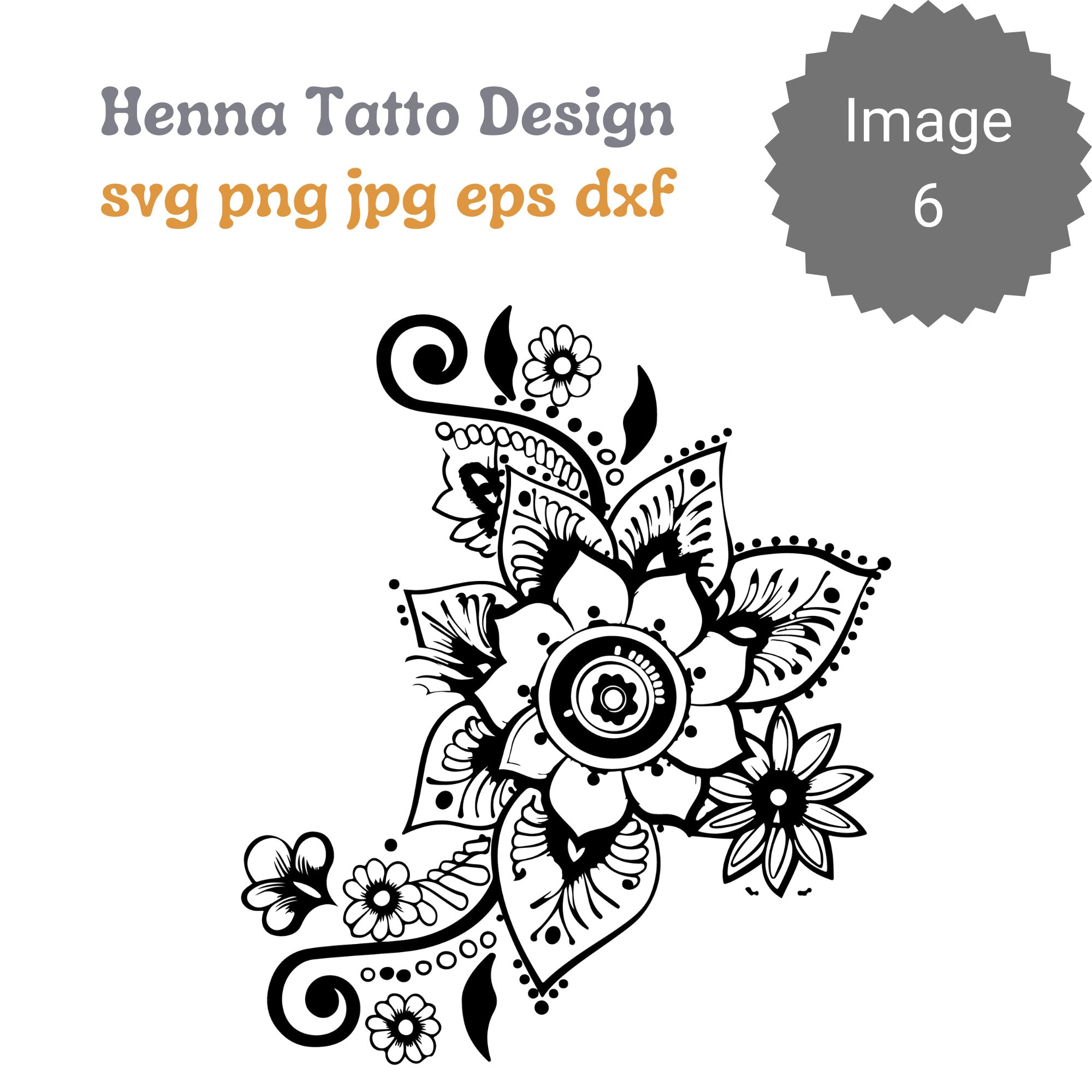 Henna Tattoo Designs, Mehndi Design in Black Svg Png, Mehndi Svg File ...