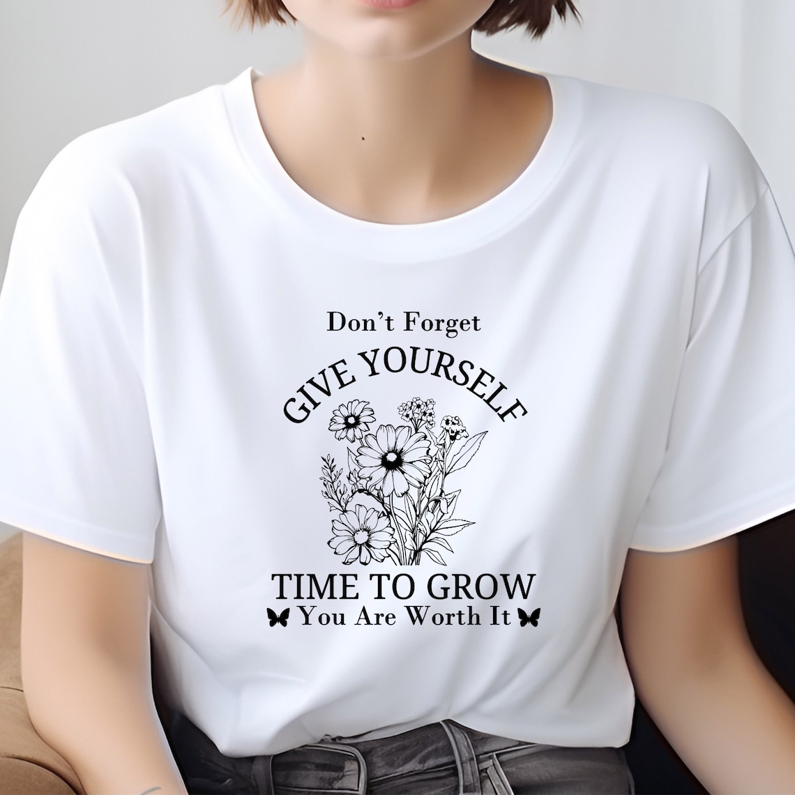 Floral Svg, Boho Svg, Spring Svg, Front Pocket Svg, Give Yourself Time ...