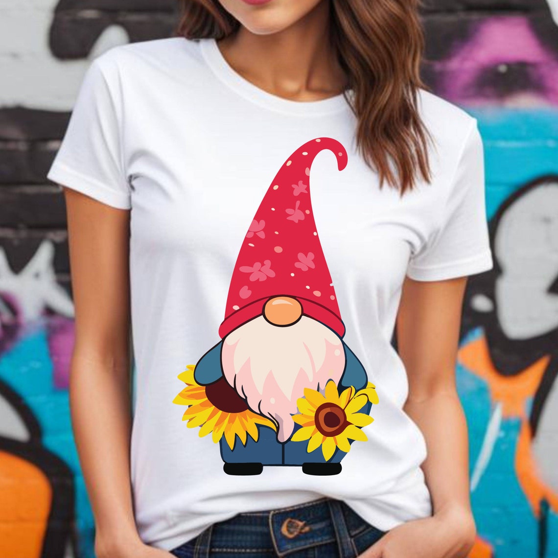 6 Sunflower Gnomes Svg Bundle, Gnomes With Sunflower Svg Bundle, Spring ...