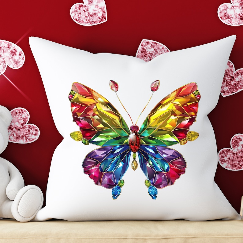 Colorful Crystal Butterflies, Butterfly PNG, Watercolor Butterfly ...
