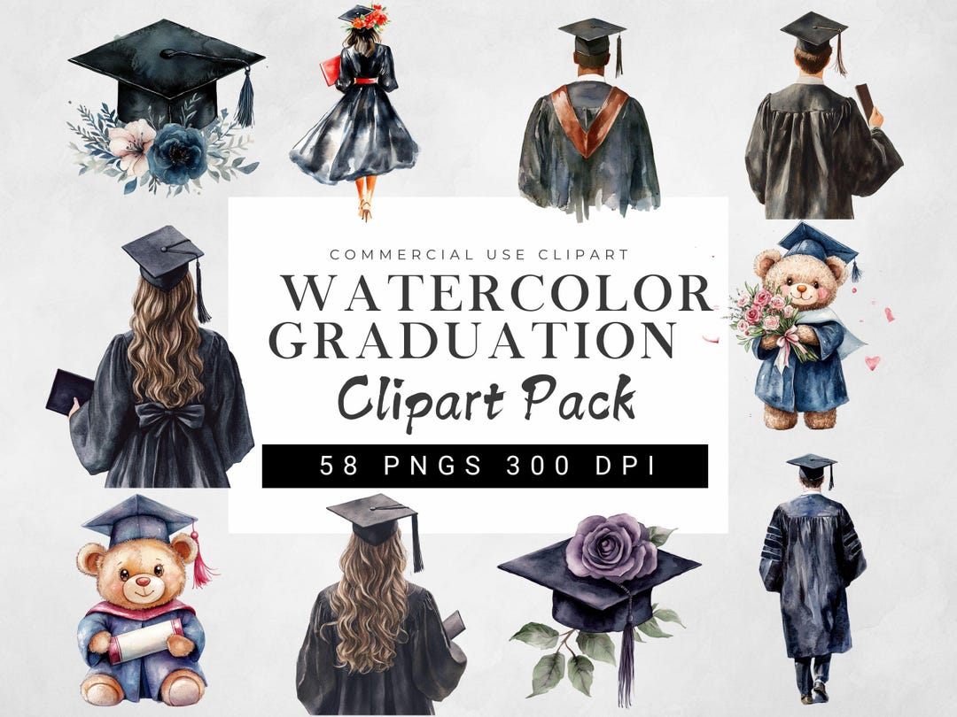 Watercolor Graduation PNG Clipart, Diploma Elements, Graduation Cap Png ...