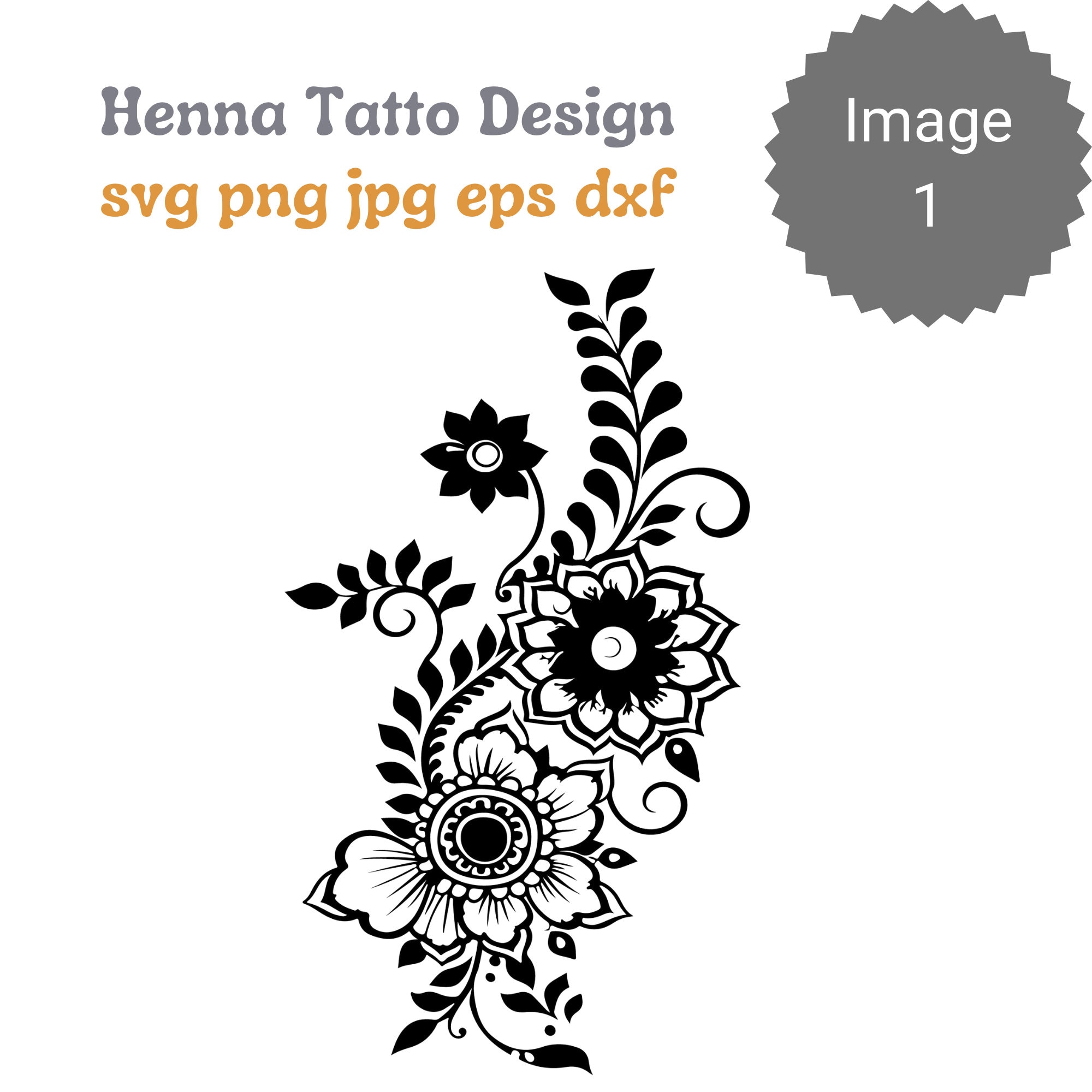 Henna Tattoo Designs, Mehndi Design in Black Svg Png, Mehndi Svg File ...