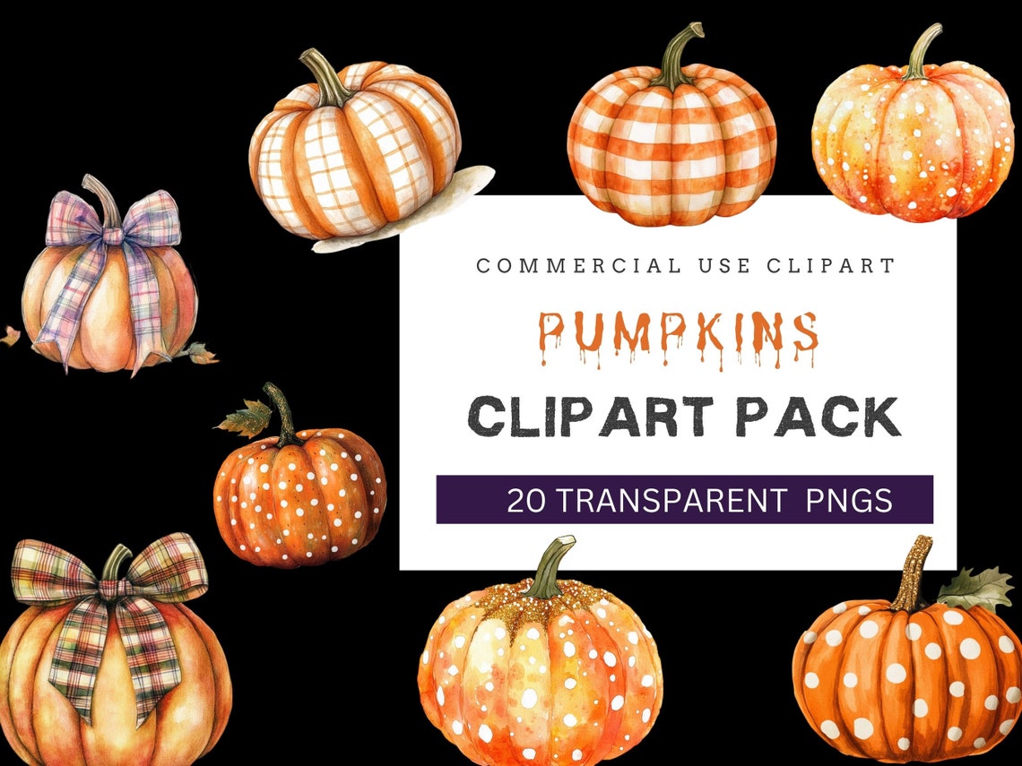 Watercolor Pumpkin Clipart Bundle | Cute Fall Pumpkins, Autumn Floral ...