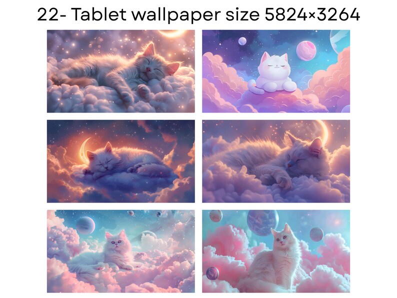 Cat Wallpaper Bundle | Dreamy Cloud Cat Backgrounds for Phone, Tablet ...