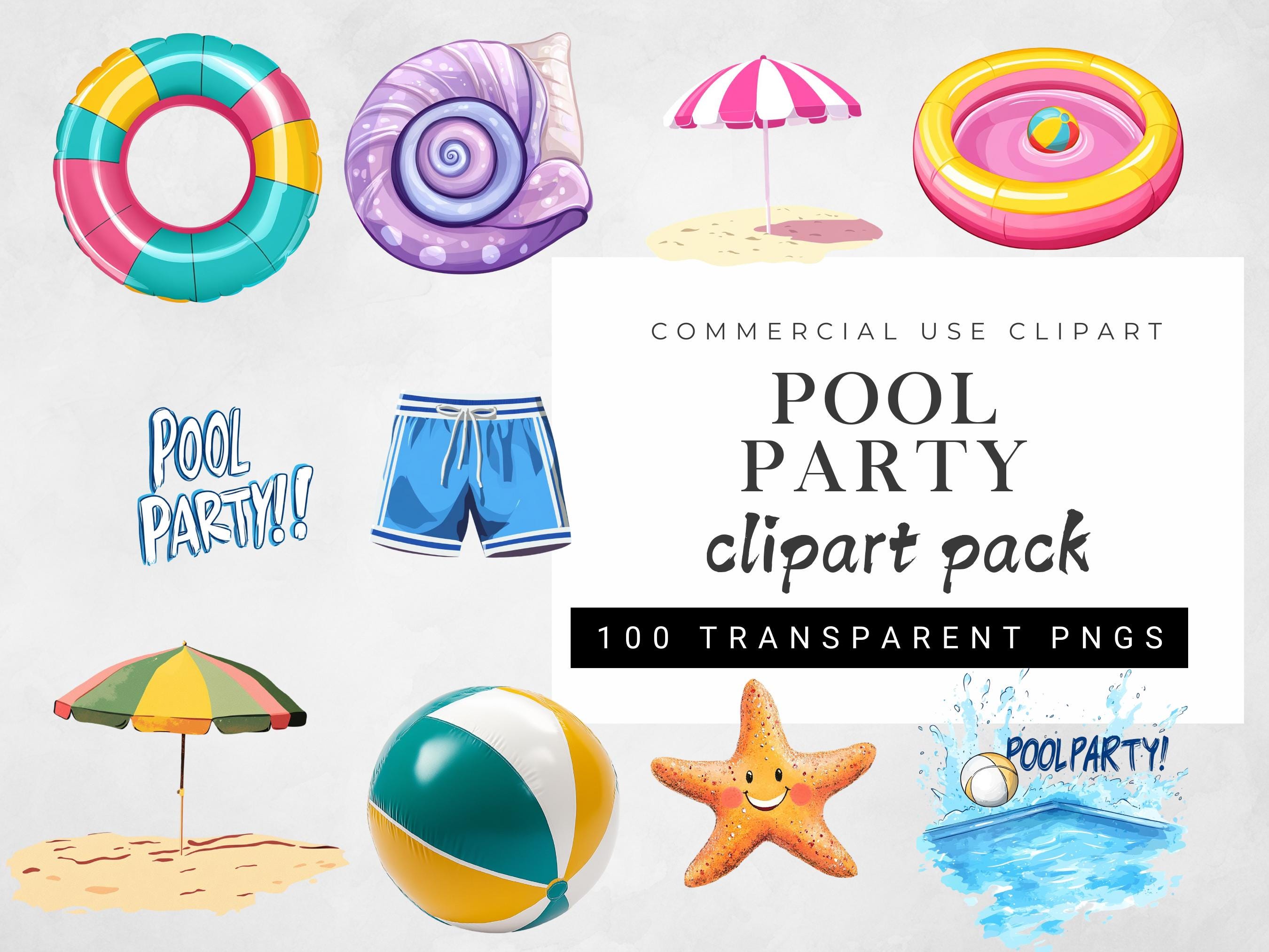 Summer Pool Party Clipart Bundle – Tropical Vacation Graphics, Beach ...