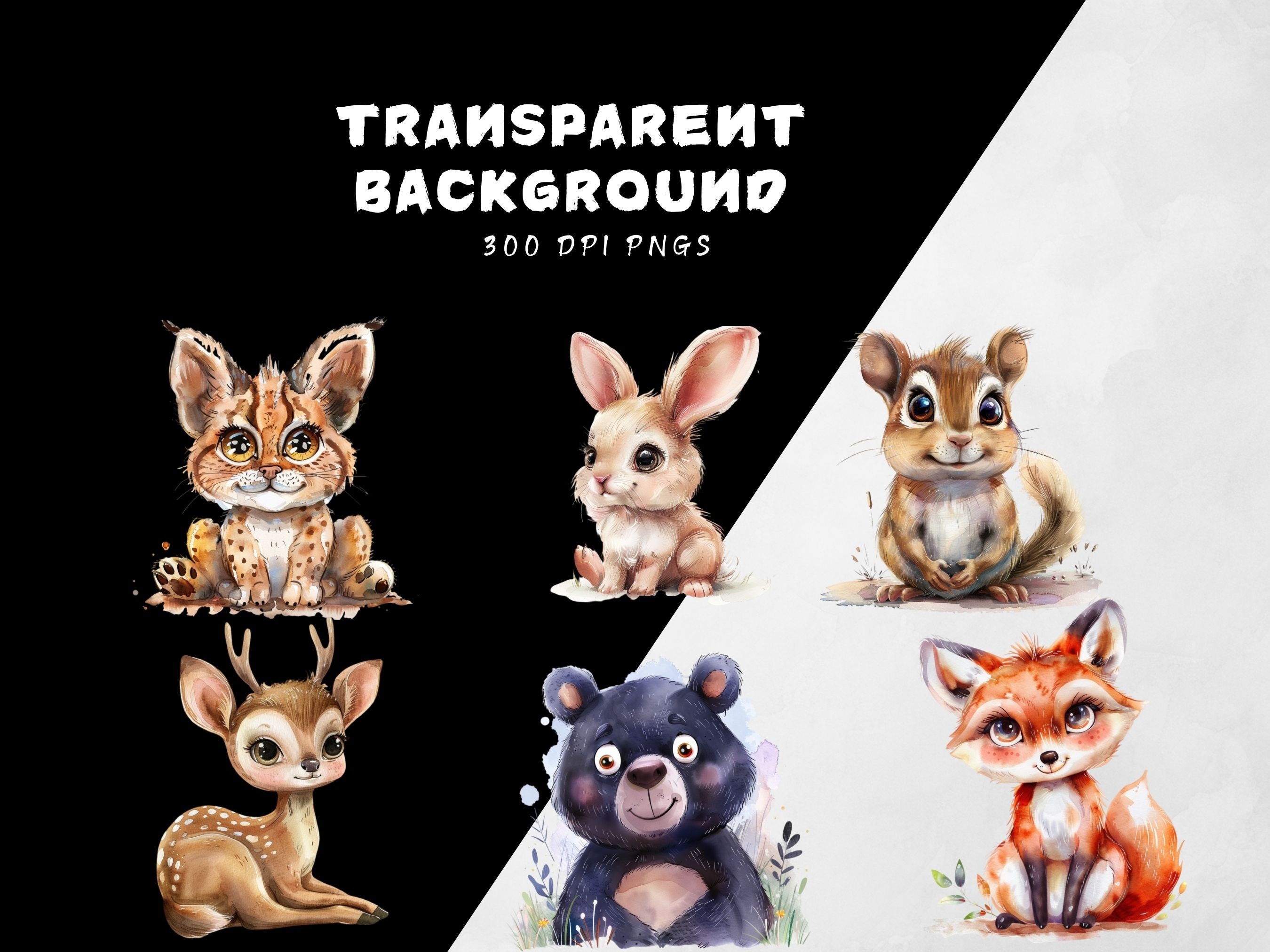 Woodland Animal Clipart, Watercolor Woodland Animals, Cute Woodland ...