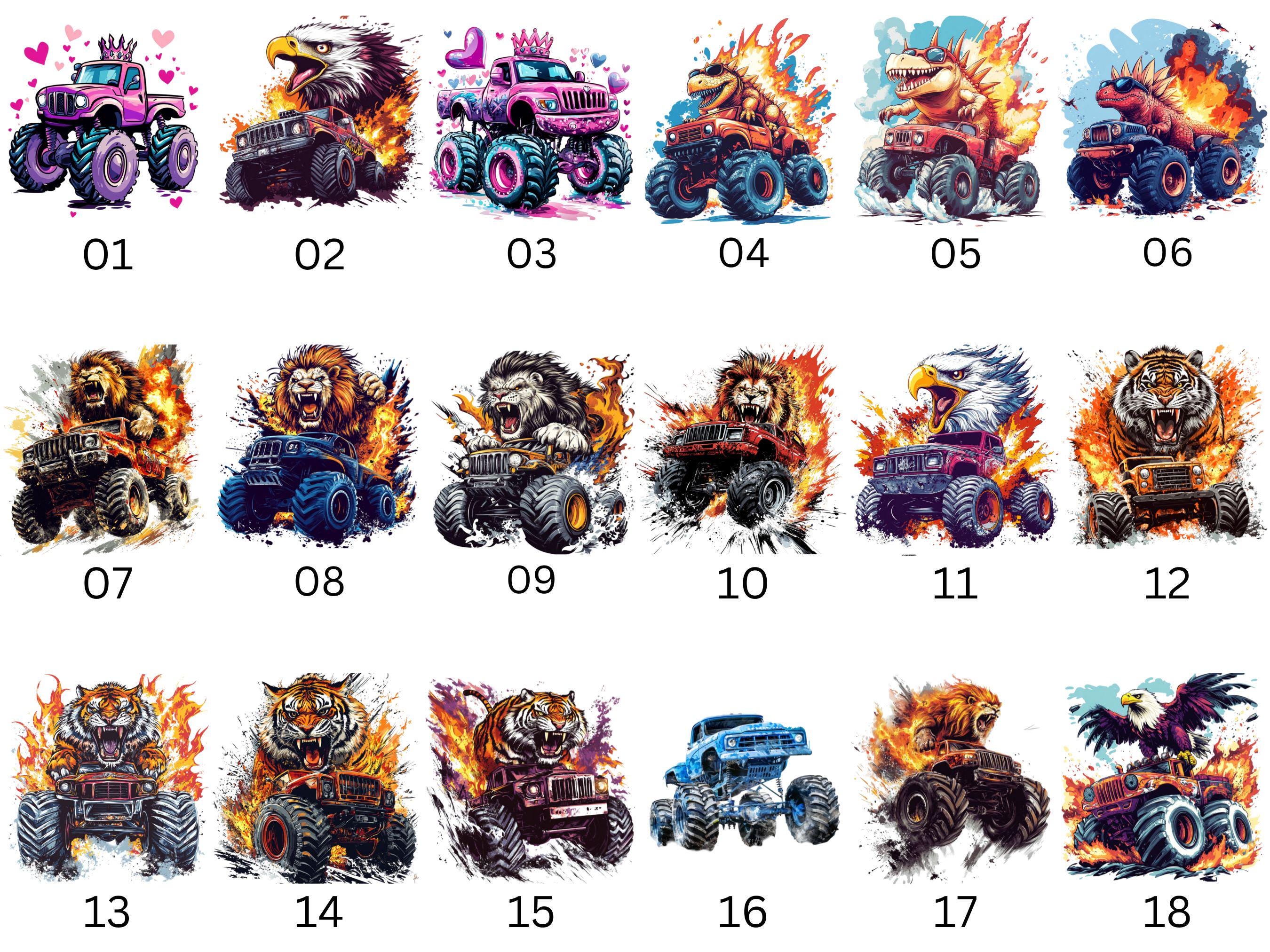 Watercolor Monster Truck Clipart, Monster Truck Png Bundle, Monster ...