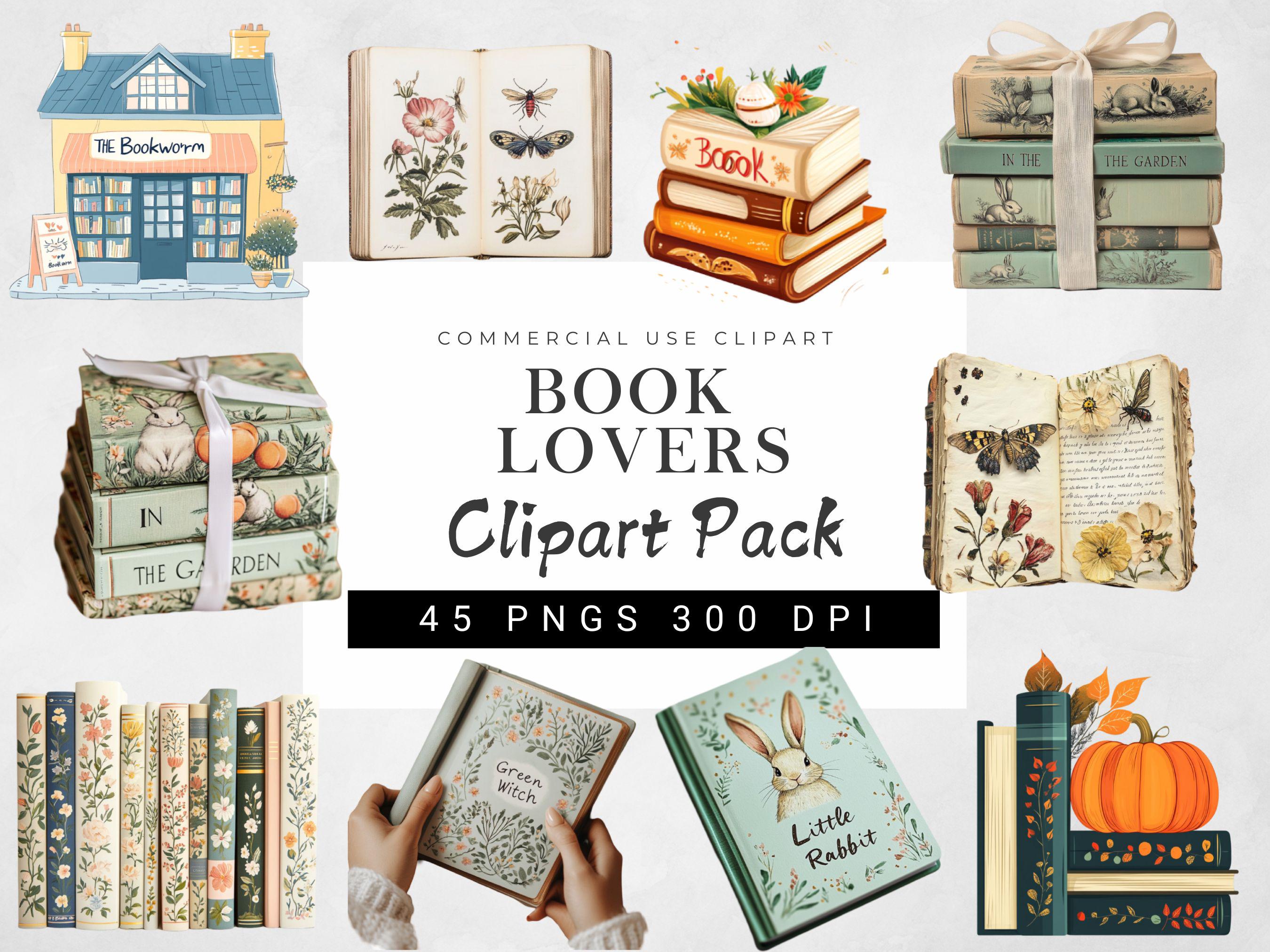 Book Lover Clipart Bundle, Reader Gift Png, Librarian Clipart ...