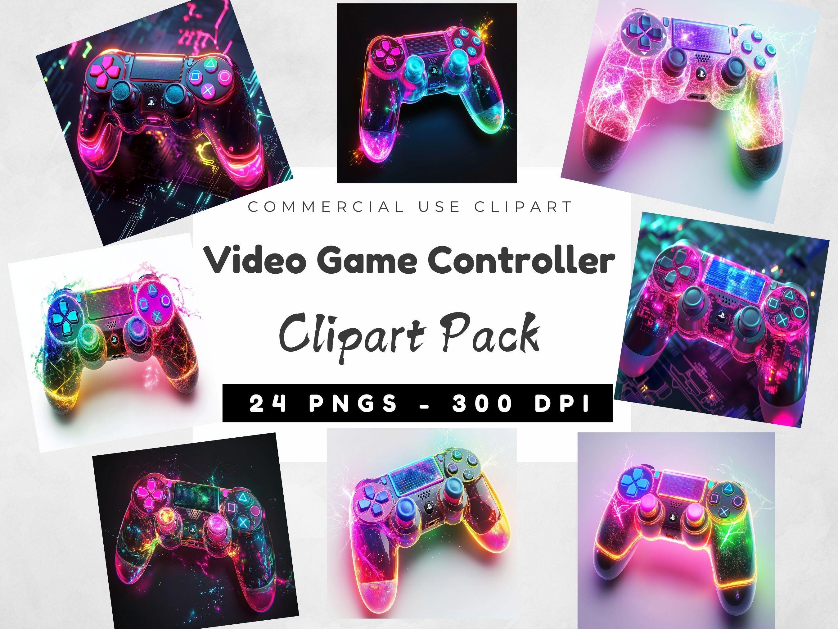 Game Controller Clipart, Neon Game Controller Png, Gamer Over Png ...