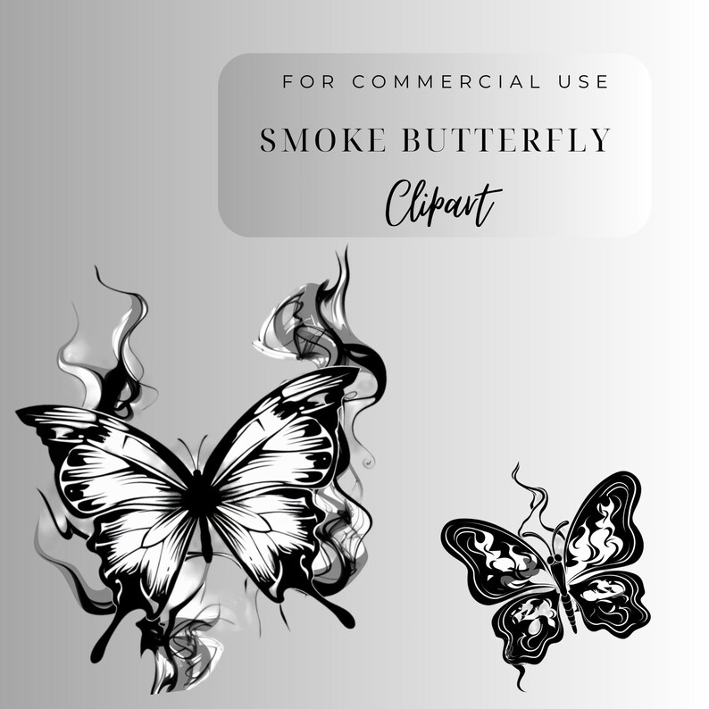 Smoke Butterfly Clipart Bundle | Vibrant Butterfly PNG Set | Black ...