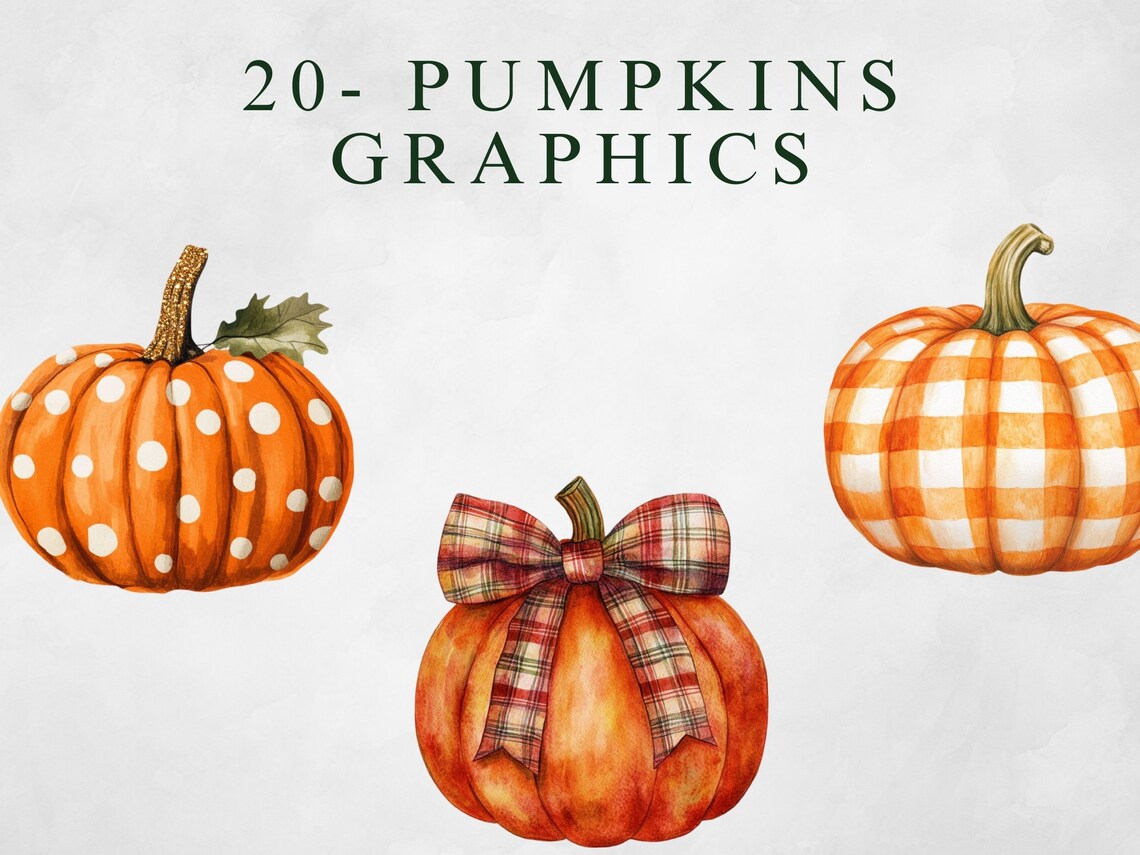 Watercolor Pumpkin Clipart Bundle | Cute Fall Pumpkins, Autumn Floral ...
