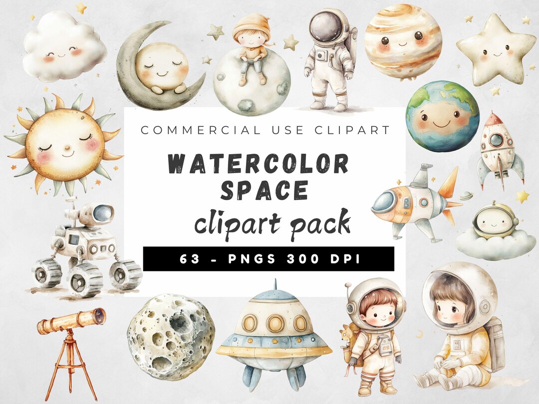 Watercolor Space Clipart Png, Space Invitation Clipart, Nursery Clipart ...