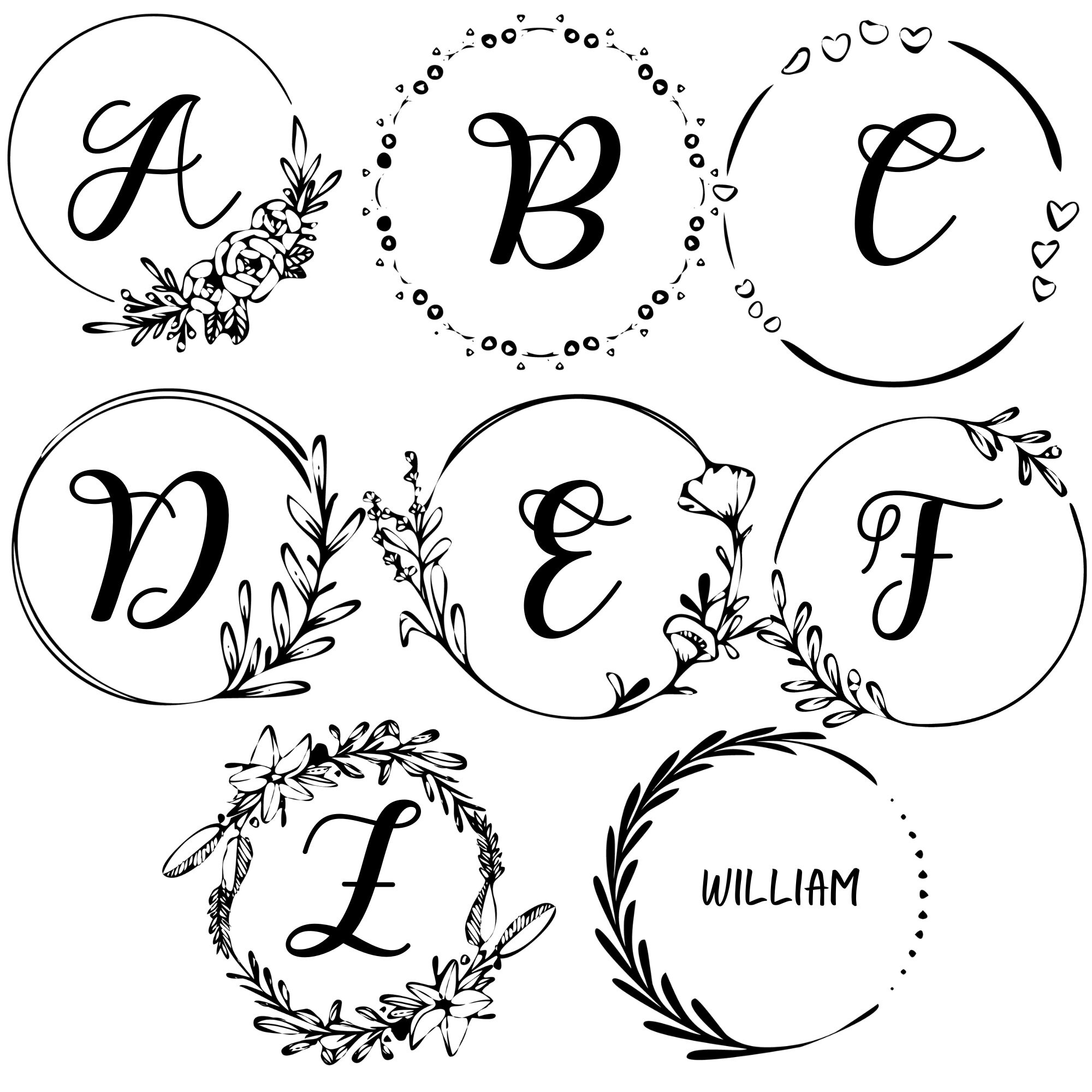 Split Monogram Svg Bundle, Splitbmonogram Svg , Split Floral Frame Svg ...