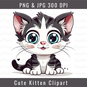 Cute Kitten Clipart, Kawaii Cat Clipart, Adorable Cat Illustrations in ...