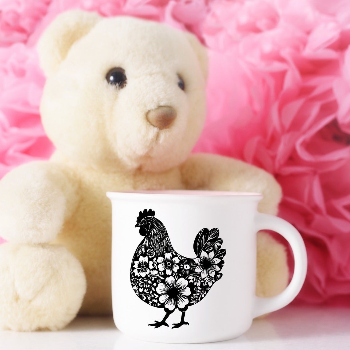 Floral Chicken SVG PNG, Chicken Svg, Farm Animal Svg, Floral Chicken ...