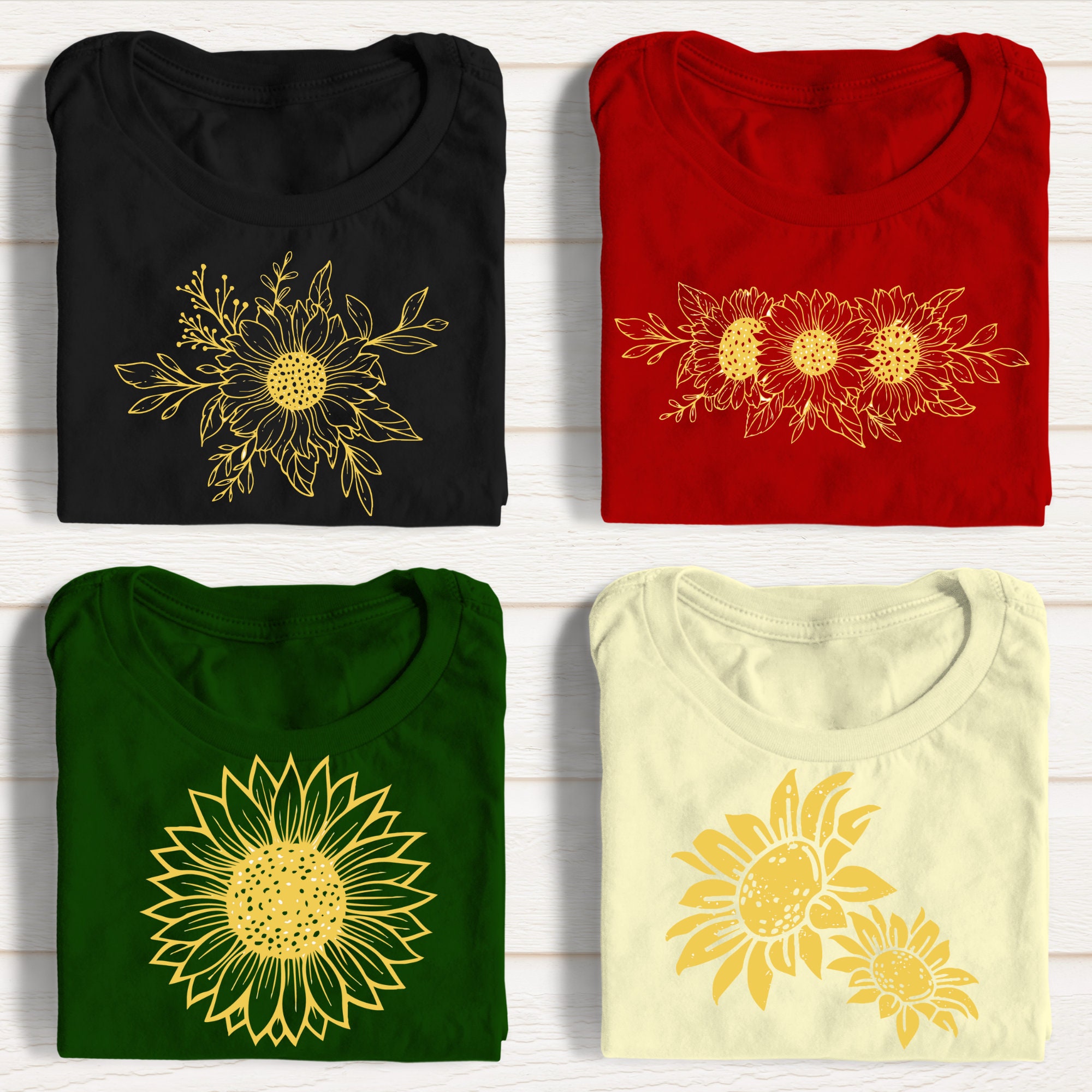 Sunflower Svg Bundle, Sunflower Monogram Svg, Split Sunflower Png ...
