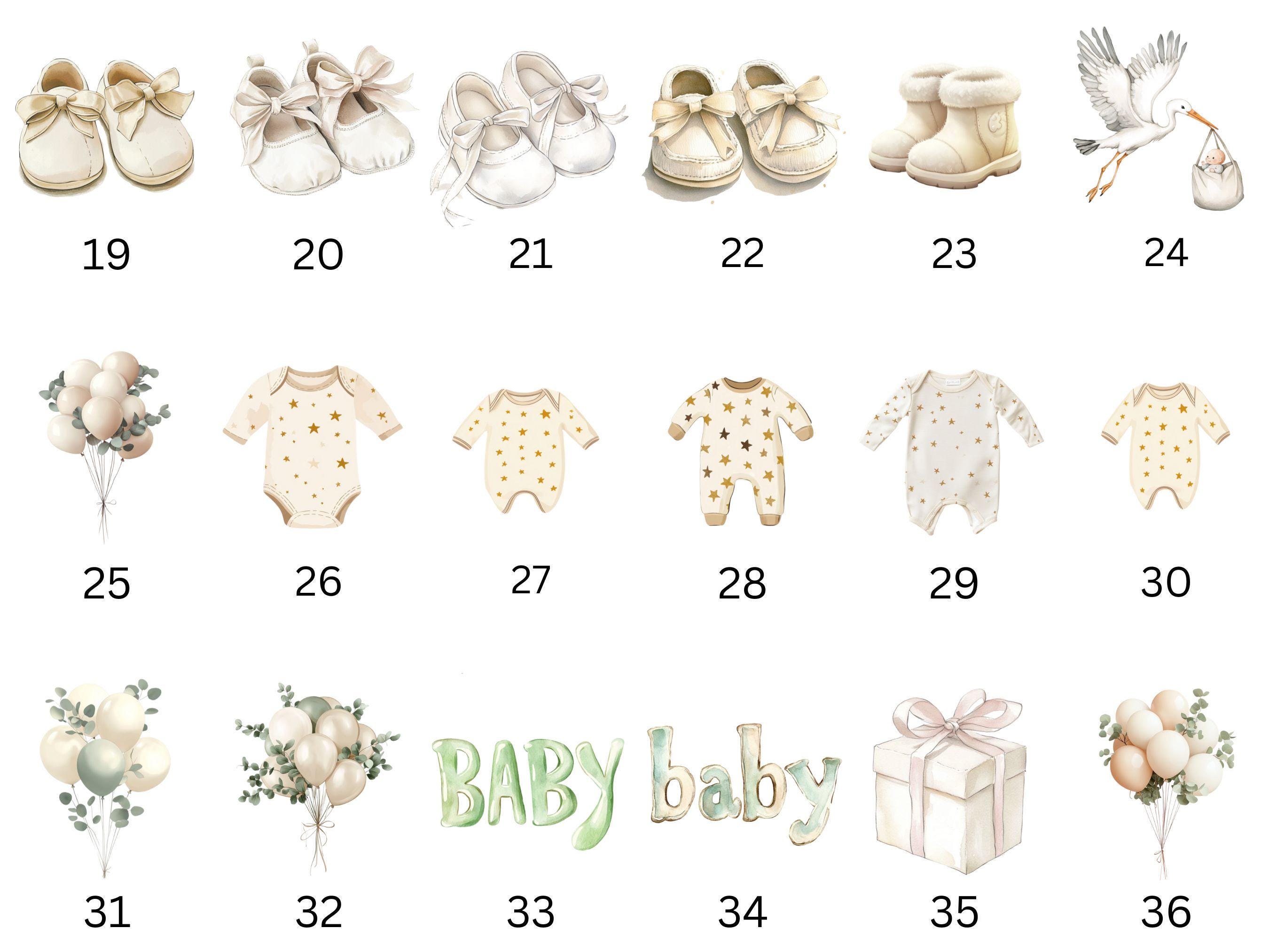 Baby Shower Clipart Bundle, Watercolour Neutral Baby Shower, Teddy Bear ...