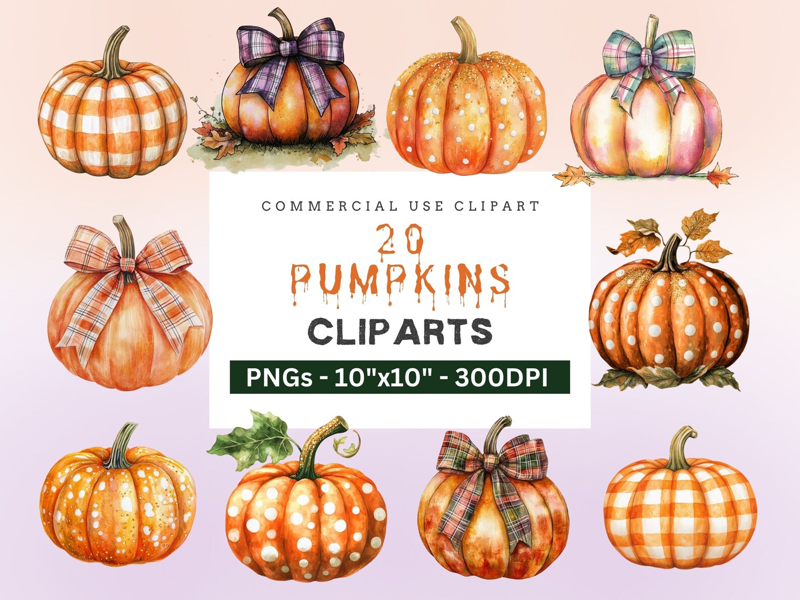 Watercolor Pumpkin Clipart Bundle | Cute Fall Pumpkins, Autumn Floral ...