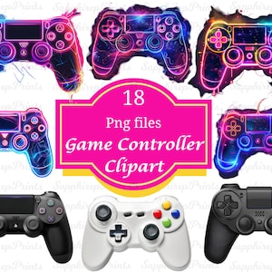 18 Game Controller Clipart, Neon Game Controller Png, Gamer Over Png ...