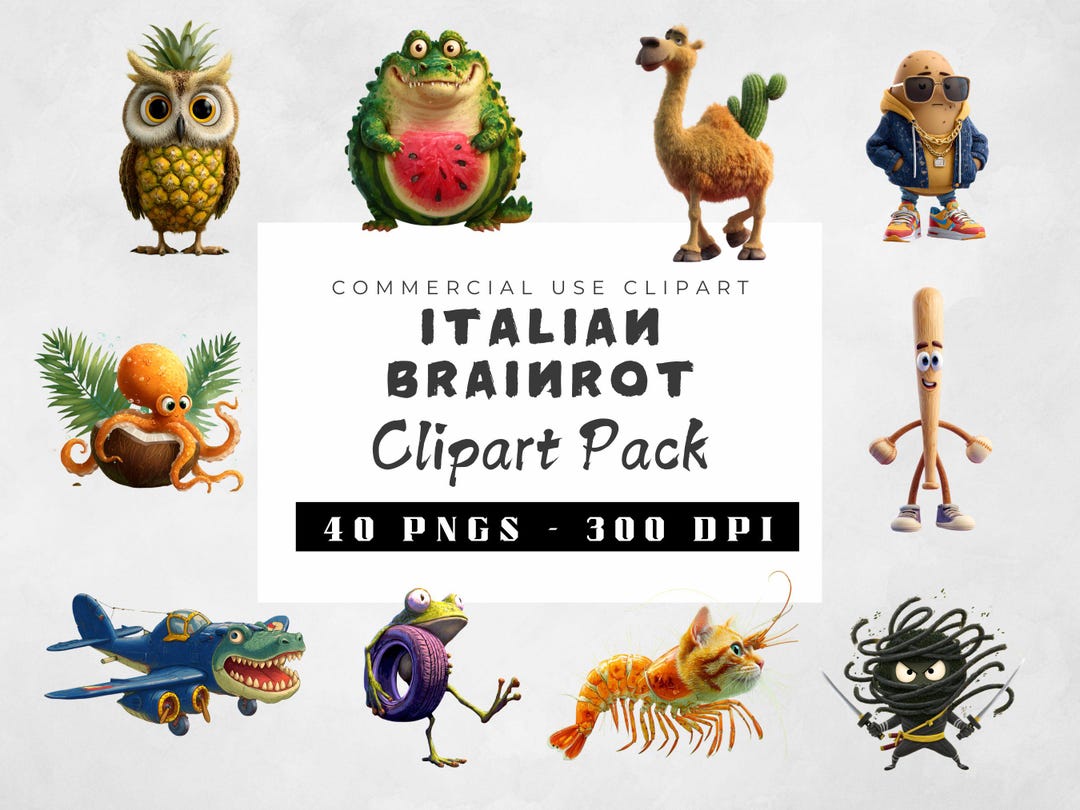 Italian Brainrot Clipart PNG Bundle – Funny Meme Characters, Viral ...