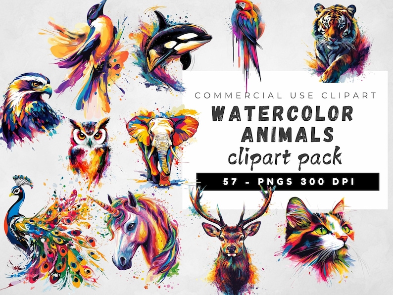 Watercolor Rainbow Animals Clipart, Colorful Animals Png, Rainbow ...