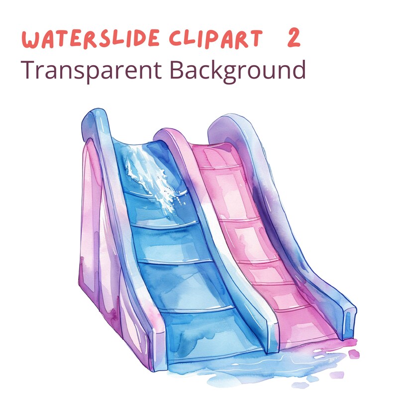 Watercolor Water Slide Clipart Bundle, Watercolor Waterslide Png, Water ...