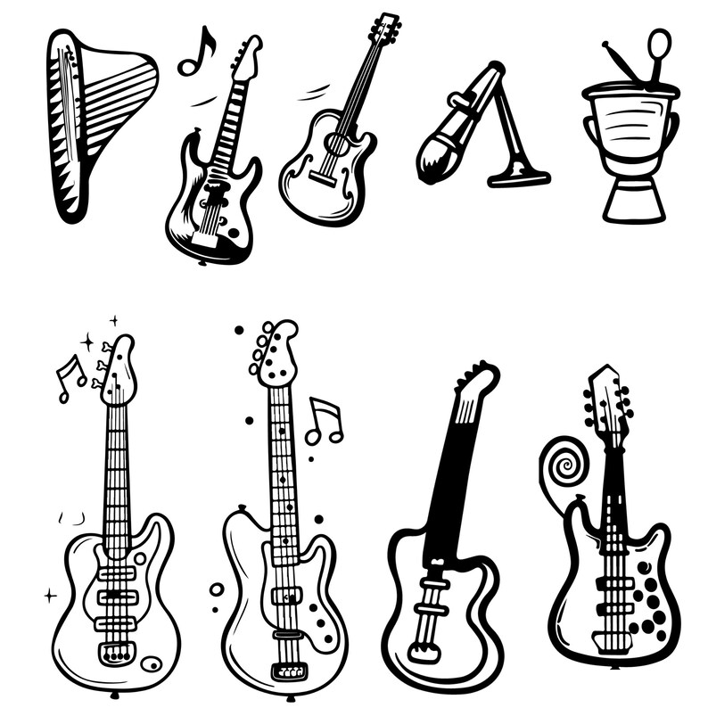 Music Instruments Svg Bundle, Guitar Svg, Music Instrument Vector Music ...