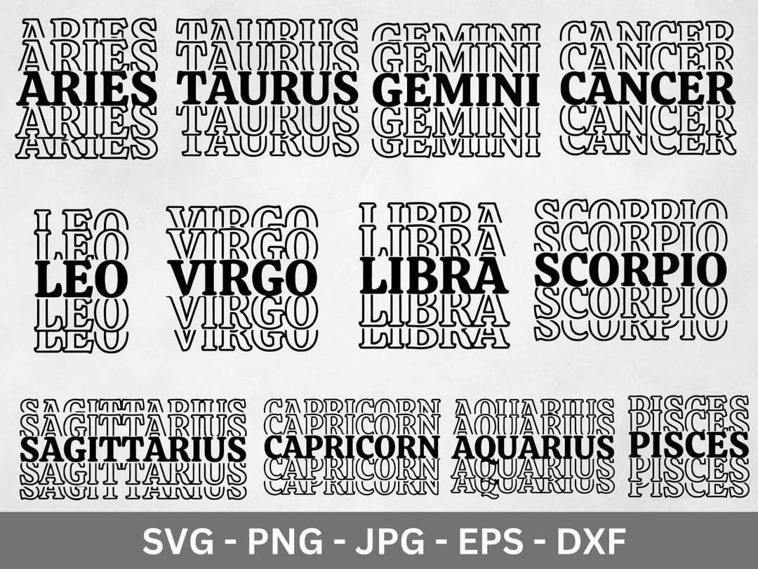 Zodiac Signs Svg Bundle, Astrology Signs Svg, Horoscope Svg ...