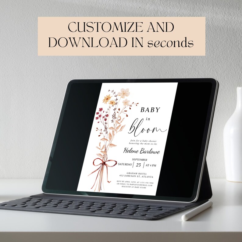 Wildflower Baby Shower Invitation Template Printable Baby in Bloom ...